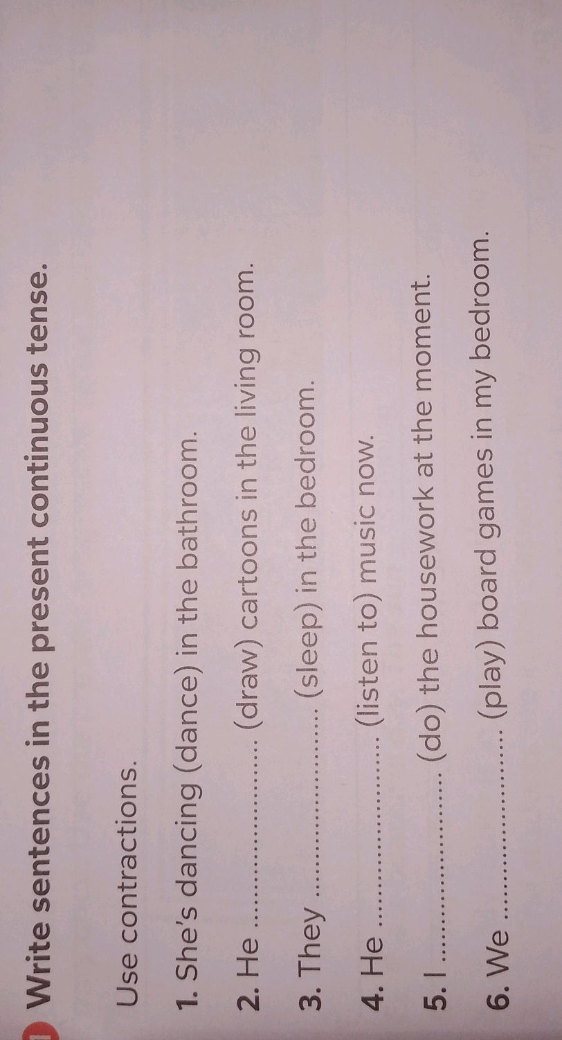 Write sentences in the present continuous | StudyX