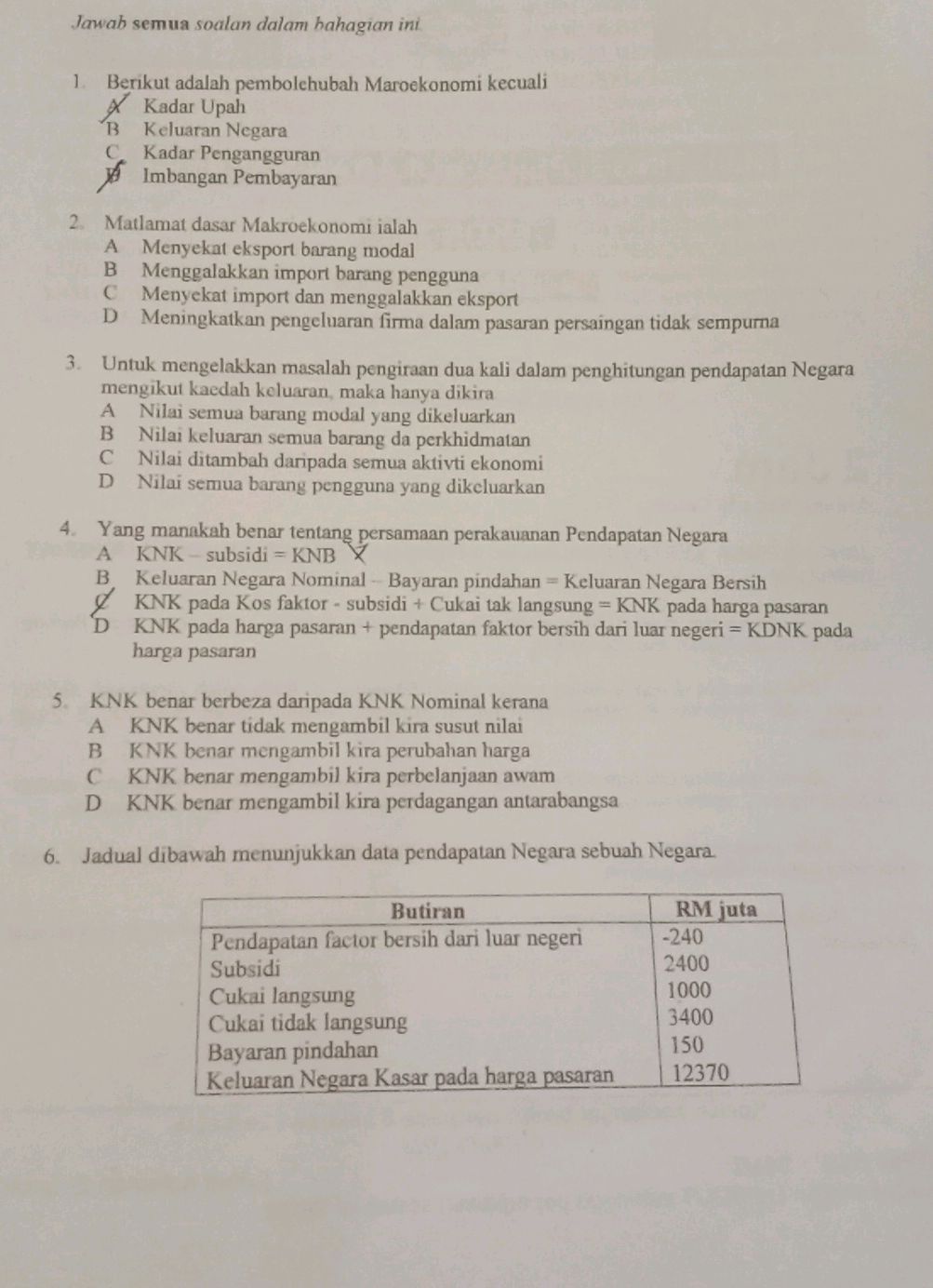 1. Berikut adalah pembolehubah Maroekonomi | StudyX