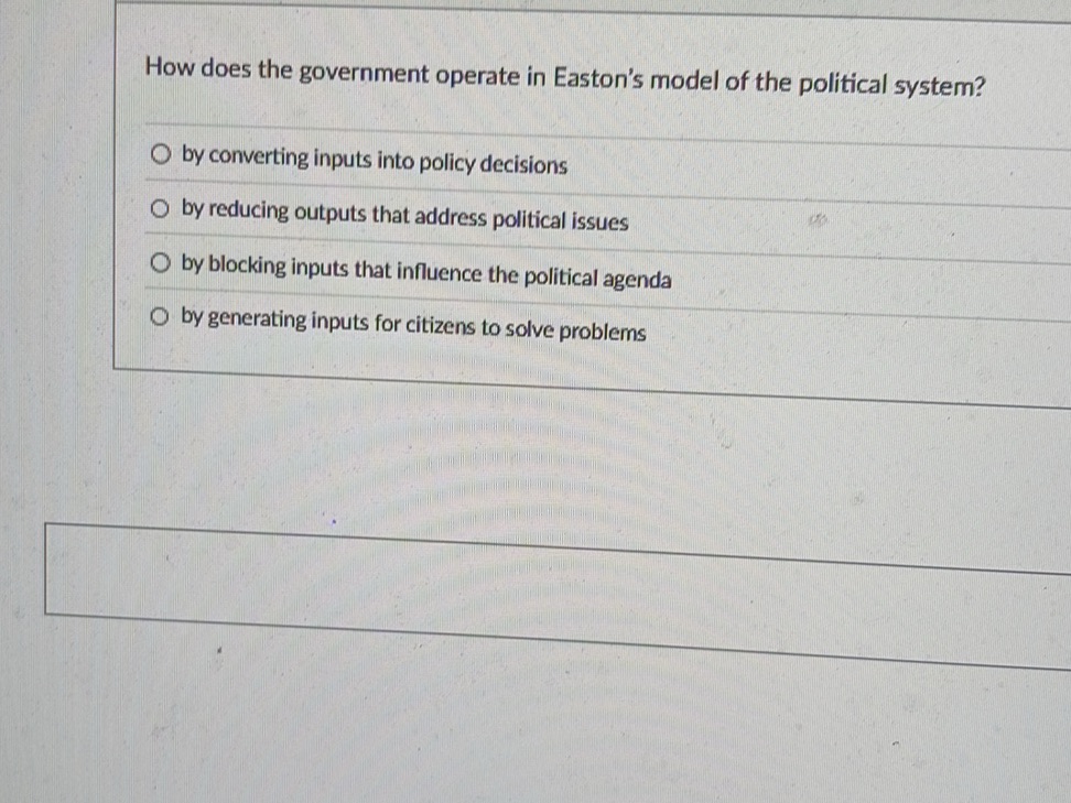 How does the government operate in Easton's | StudyX