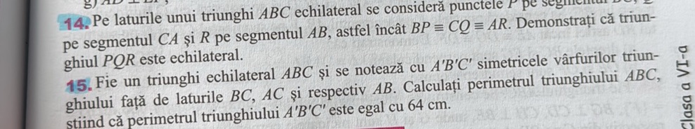 14. Pe laturile unui triunghi ABC | StudyX