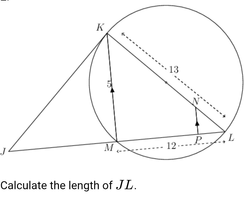 Calculate the length of $JL$. Based on the | StudyX