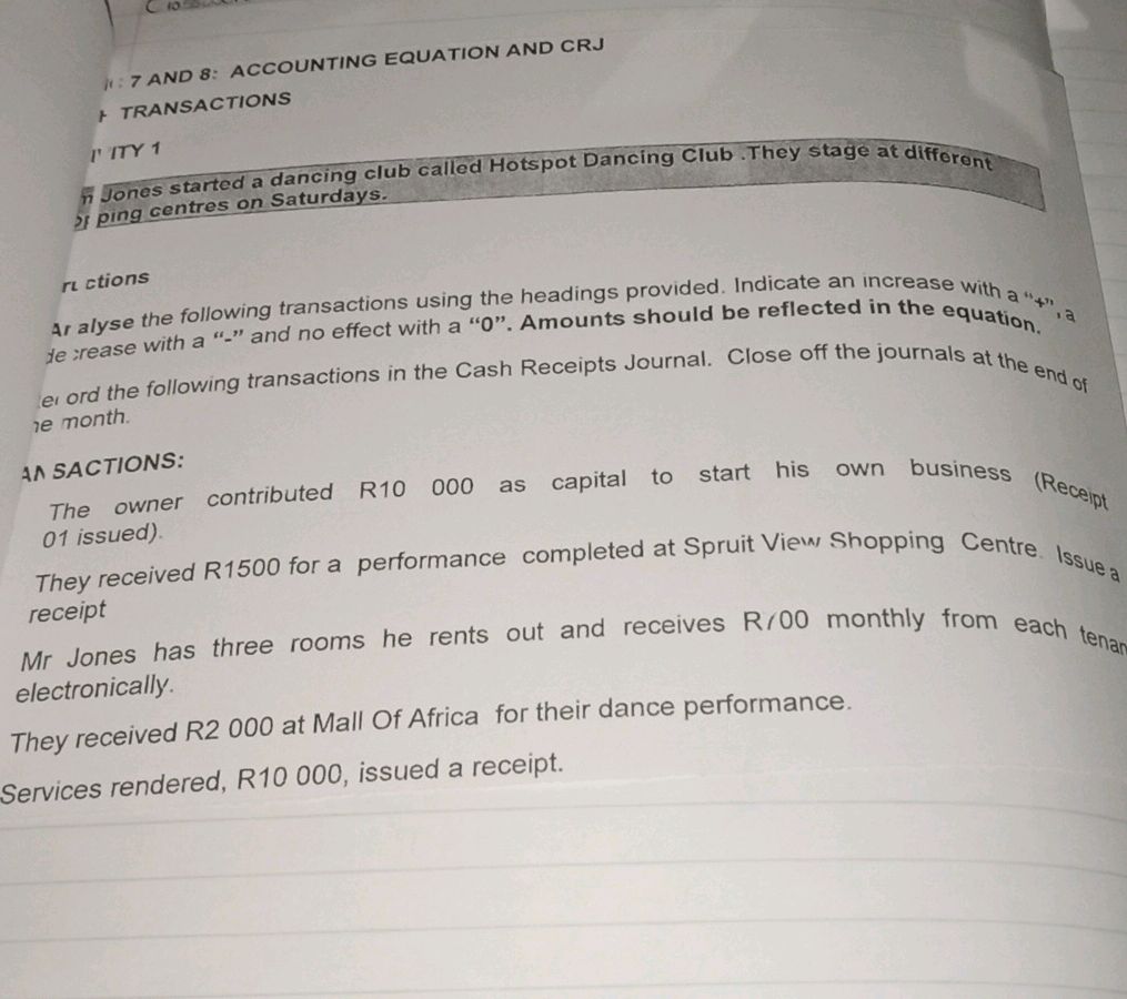 7 and 8: ACCOUNTING EQUATION AND CRJ
