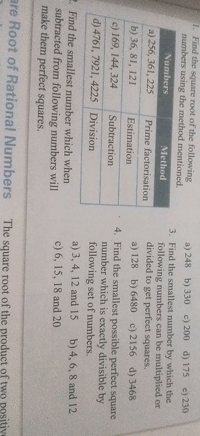 1. Find the square root of the following | StudyX