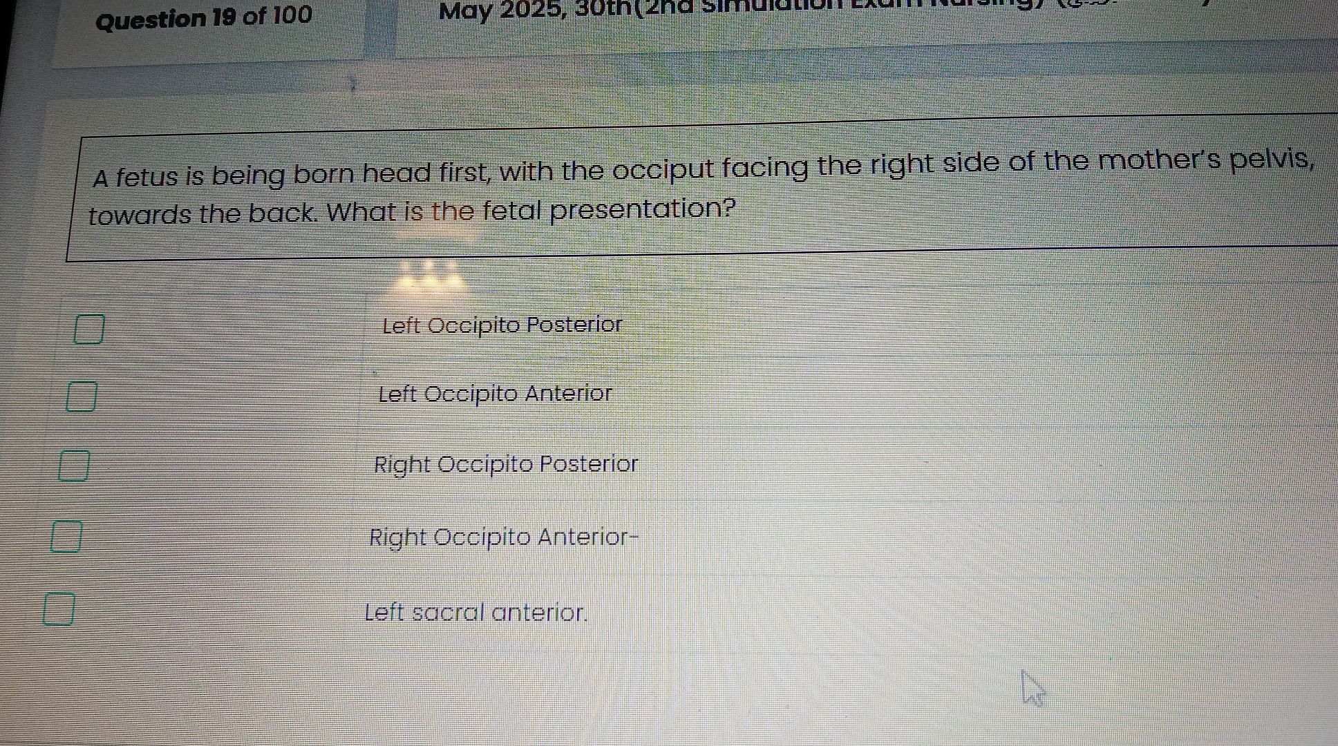 A fetus is being born head first, with the | StudyX