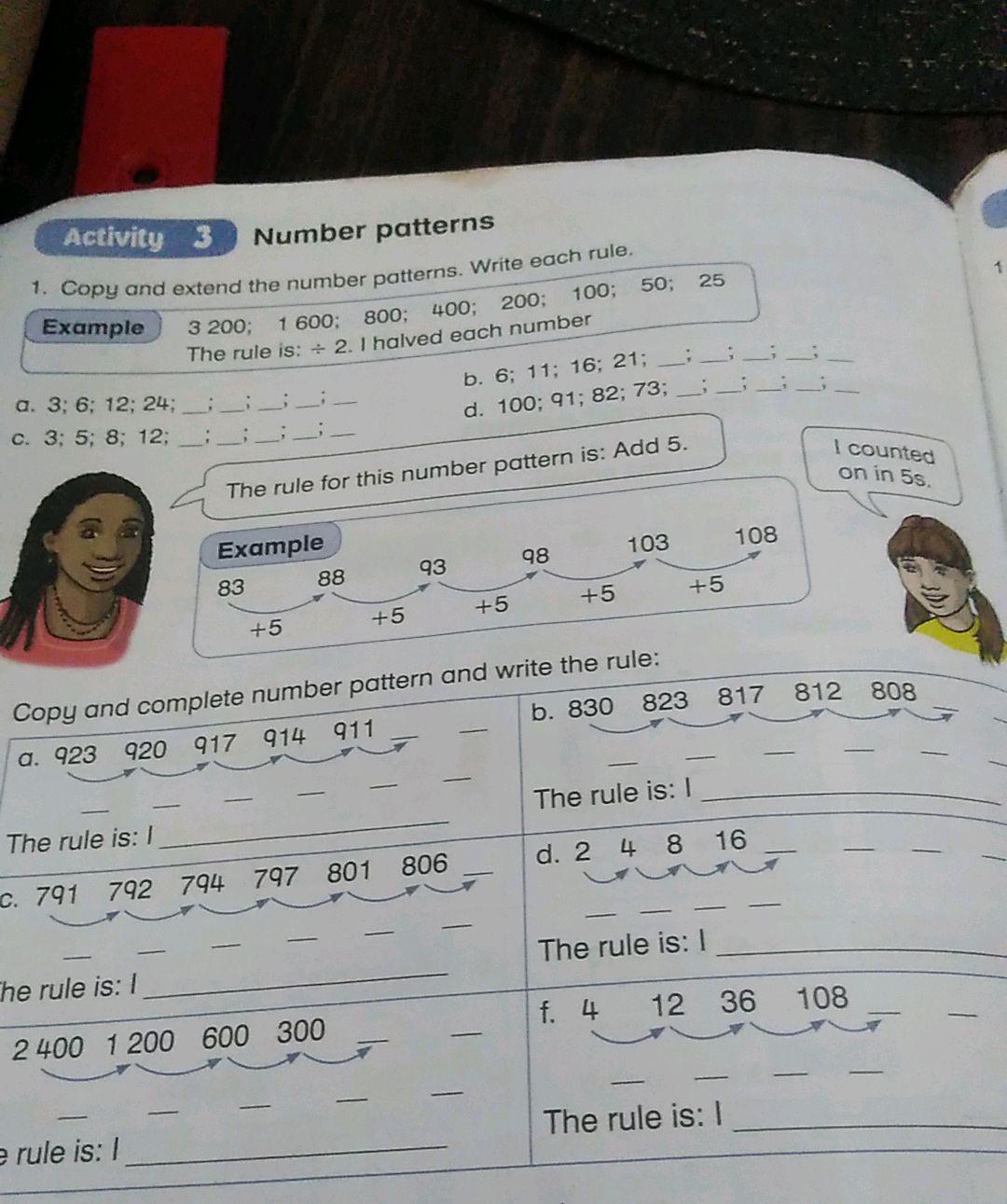 1. Copy and extend the number patterns. | StudyX