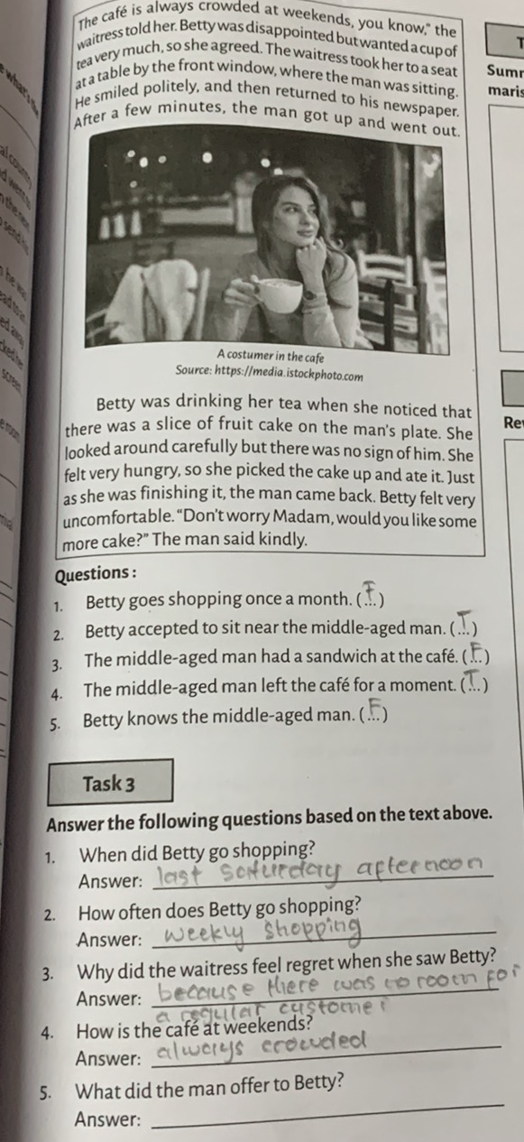 Questions: 1. Betty goes shopping once a | StudyX
