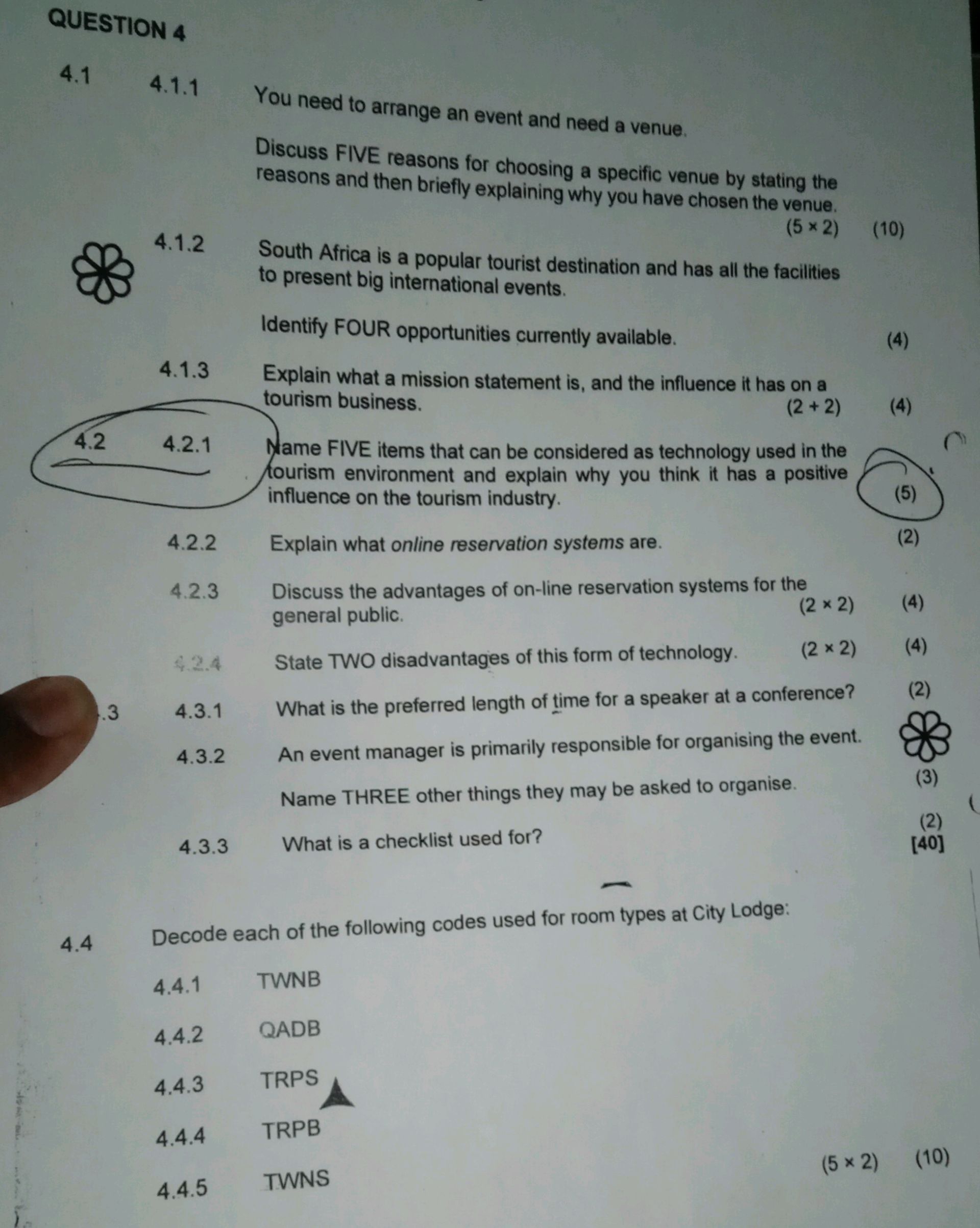 4.2.1 Name FIVE items that can be considered | StudyX