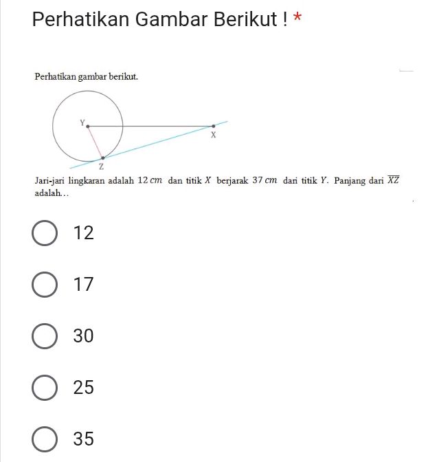 Jari-jari lingkaran adalah 12 cm dan titik X | StudyX