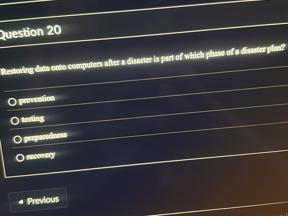 Restoring data onto computers after a | StudyX