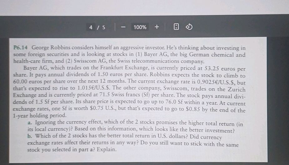 P6.14 George Robbins considers himself an | StudyX