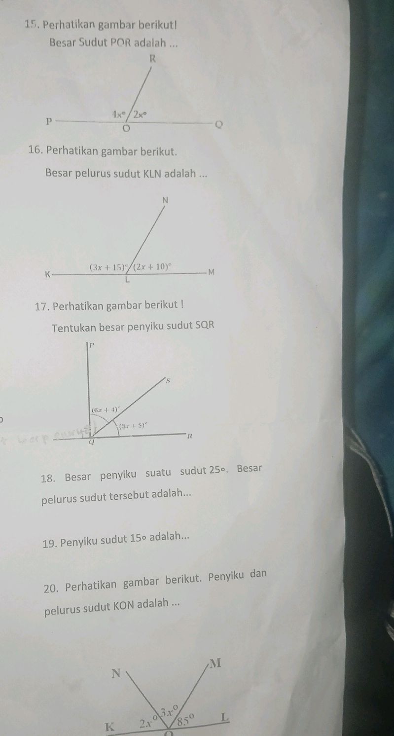 15. Perhatikan gambar berikut! Besar Sudut | StudyX