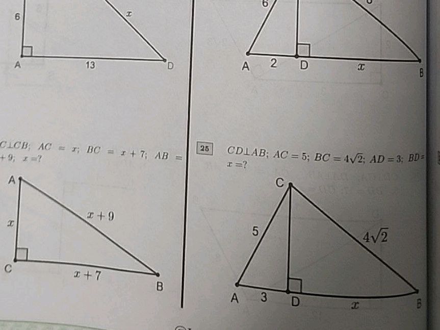 $ {CLCB; } AC = x; BC = x + 7; AB =$ $+9; x | StudyX