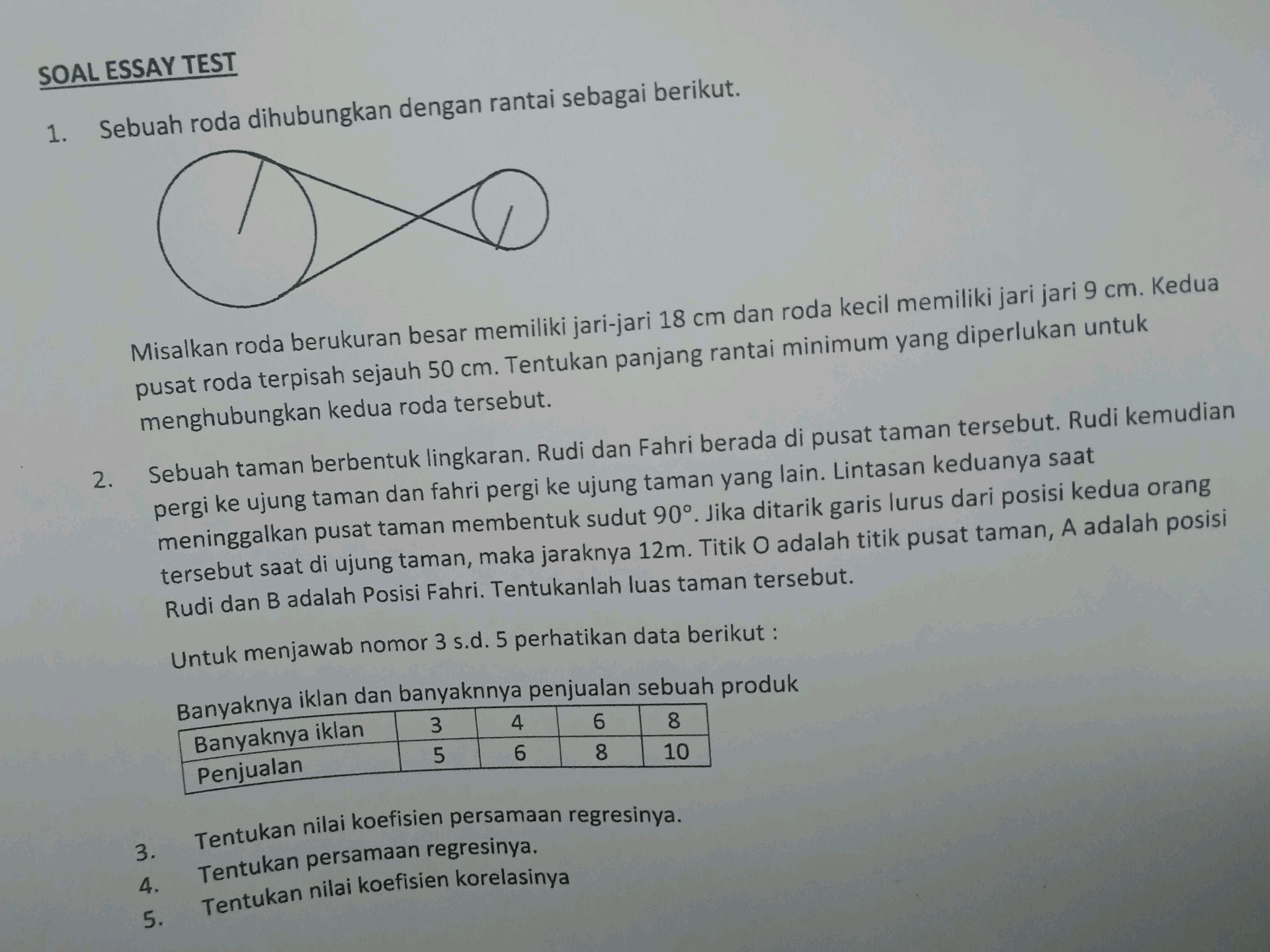 1. Sebuah roda dihubungkan dengan rantai | StudyX