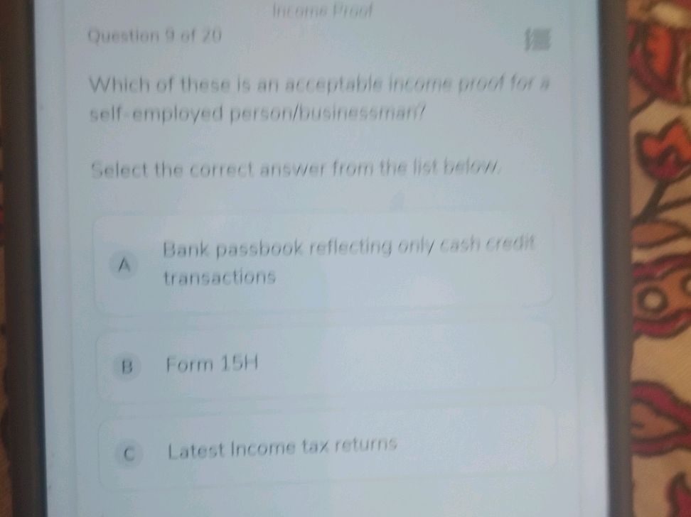 Which of these is an acceptable income proof | StudyX