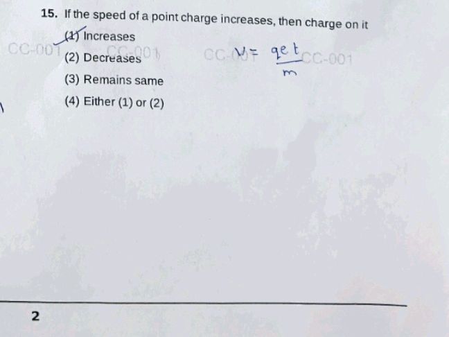15. If the speed of a point charge | StudyX