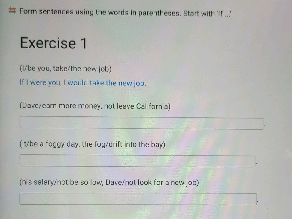 Form sentences using the words in | StudyX