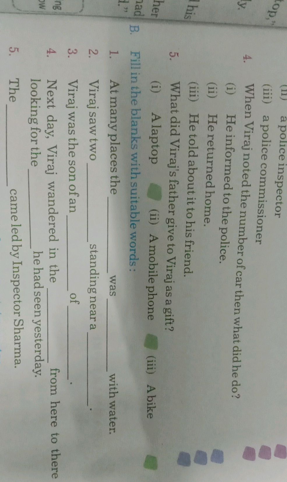 B. Fill in the blanks with suitable words: | StudyX