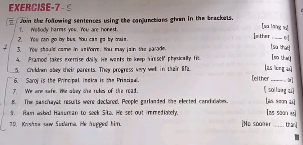 Join the following sentences using the | StudyX