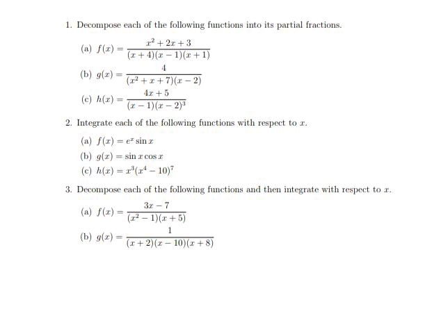 1. Decompose each of the following functions | StudyX