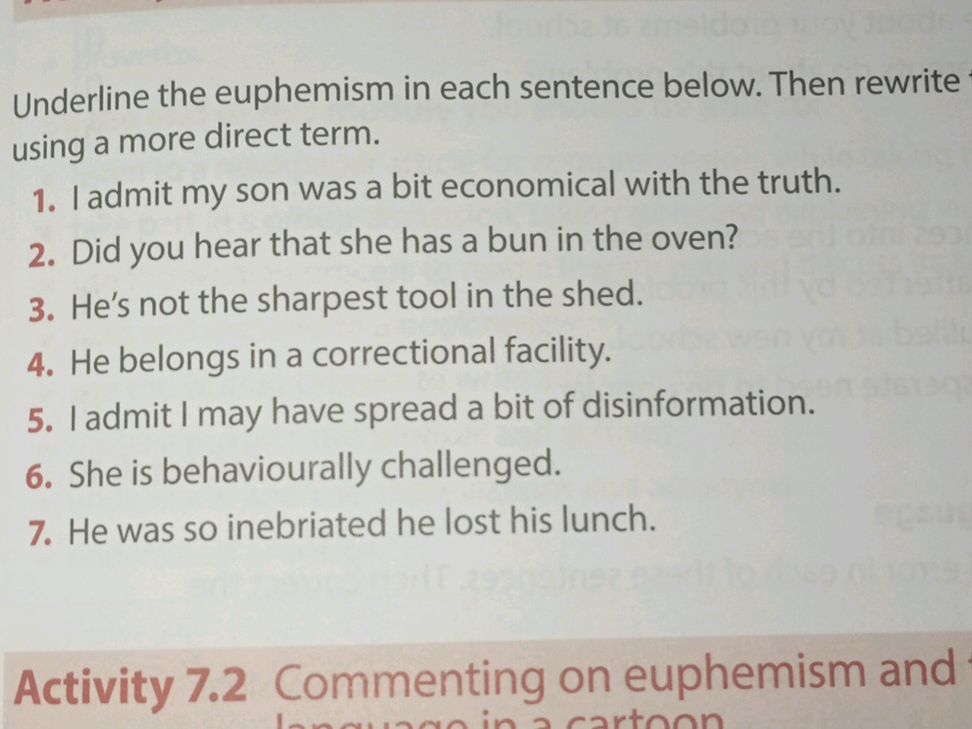 Underline the euphemism in each sentence | StudyX