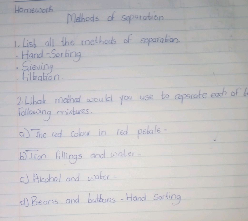 1. List all the methods of separation. * | StudyX