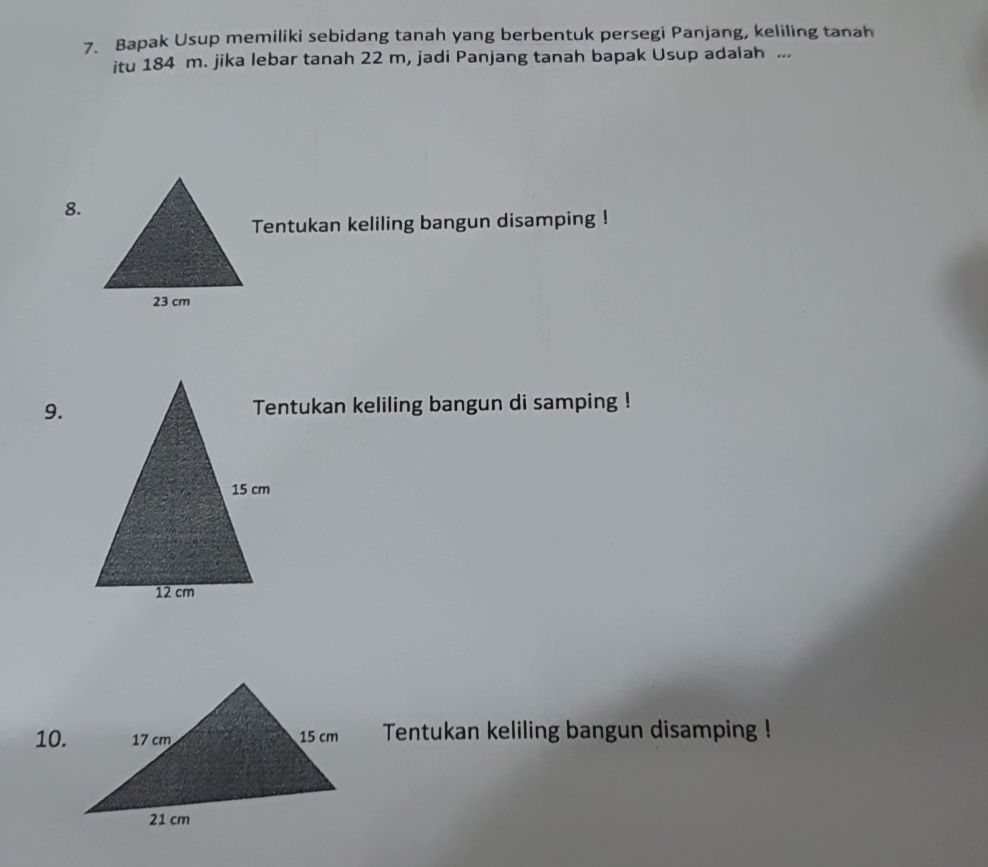 7. Bapak Usup memiliki sebidang tanah yang | StudyX