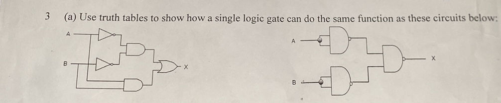 3 (a) Use truth tables to show how a single | StudyX