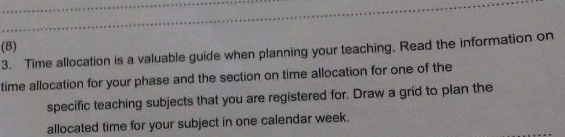 (8) 3. Time allocation is a valuable guide