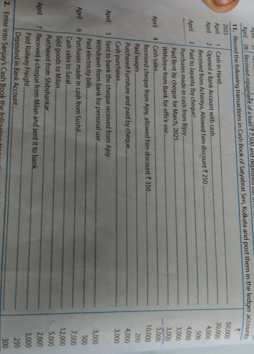 11. Record the following transactions in | StudyX