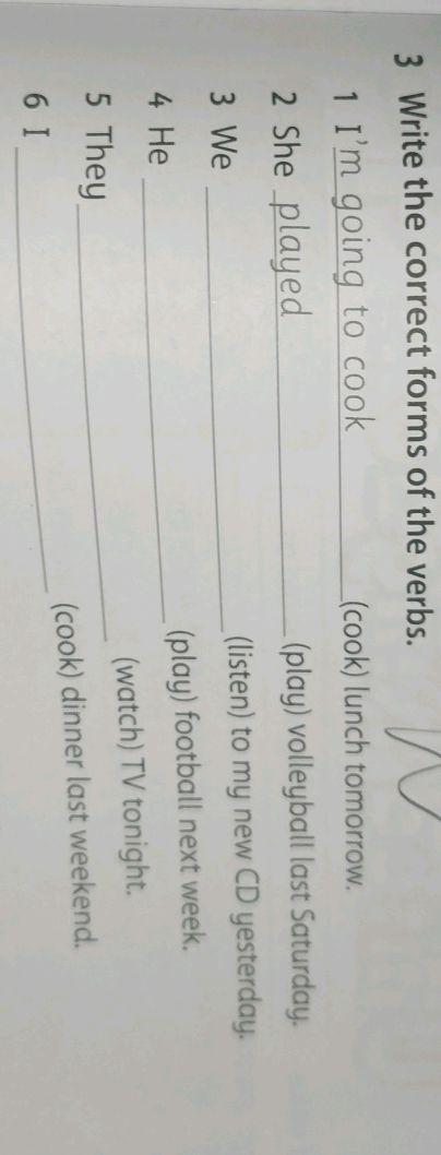 3 Write the correct forms of the verbs. 1 | StudyX