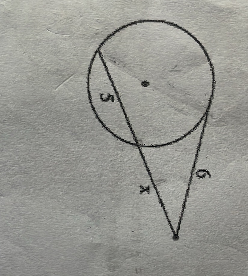 The image shows a circle with a secant and a | StudyX