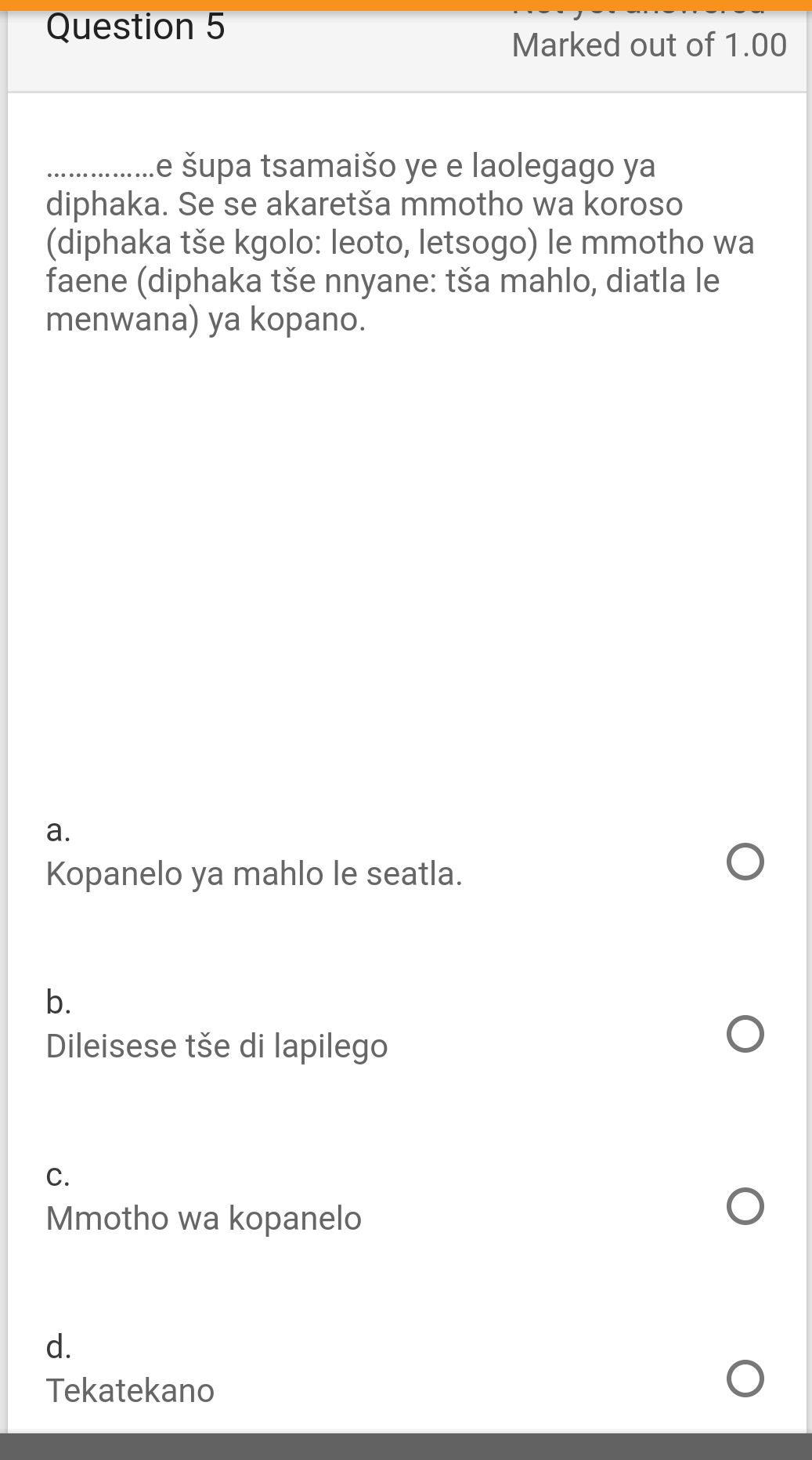 e šupa tsamaišo ye e laolegago ya | StudyX