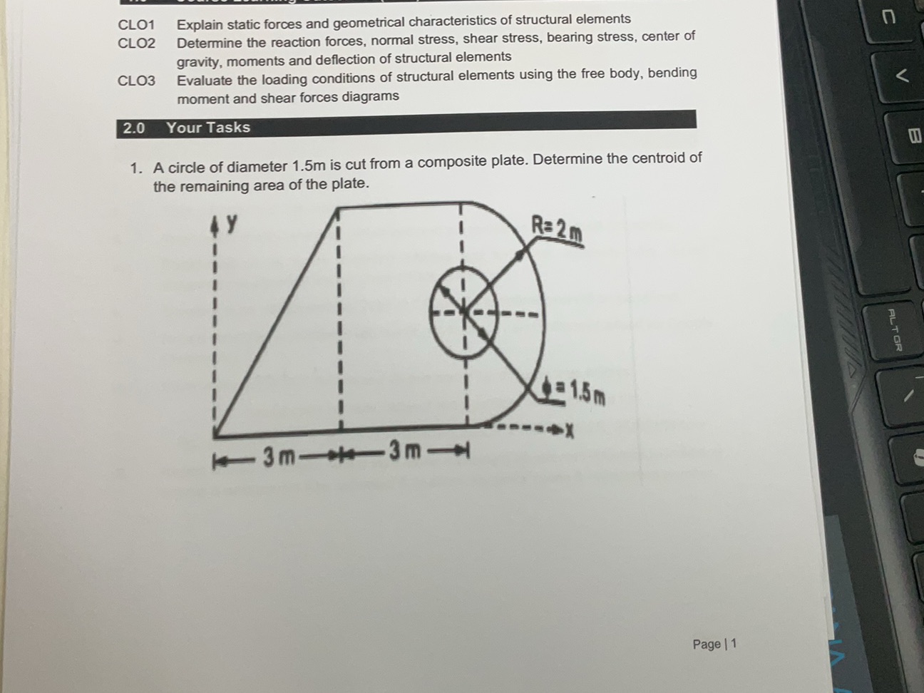 1. A circle of diameter 1.5m is cut from a | StudyX
