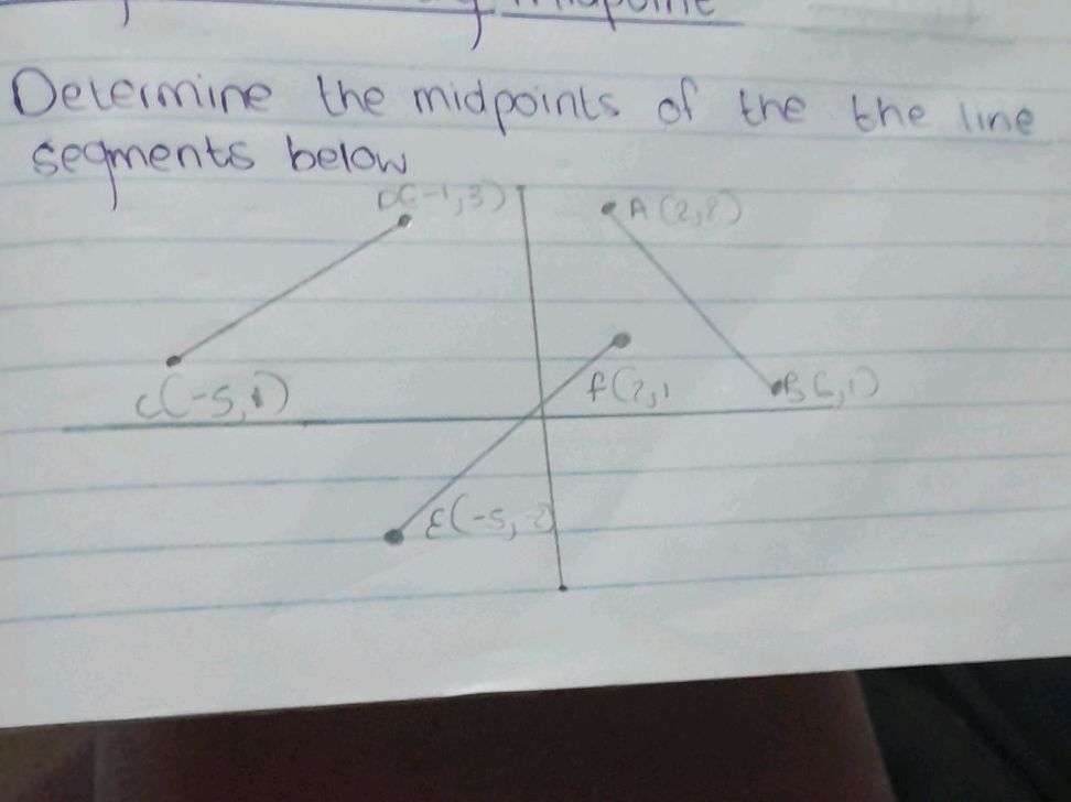 Determine the midpoints of the the line | StudyX