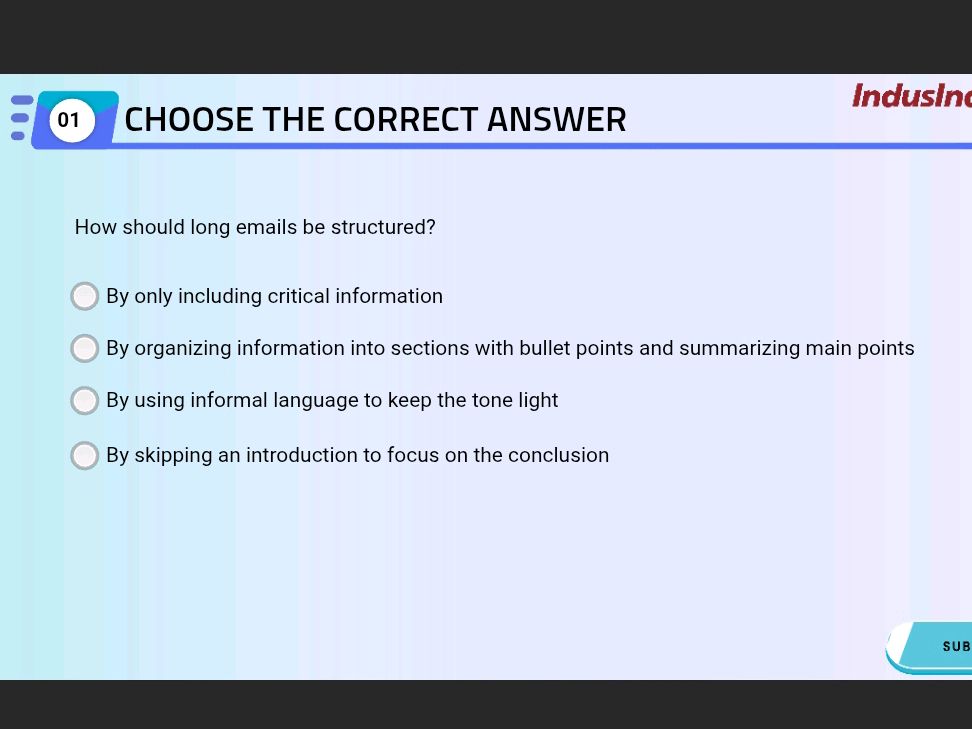 How should long emails be structured? By | StudyX
