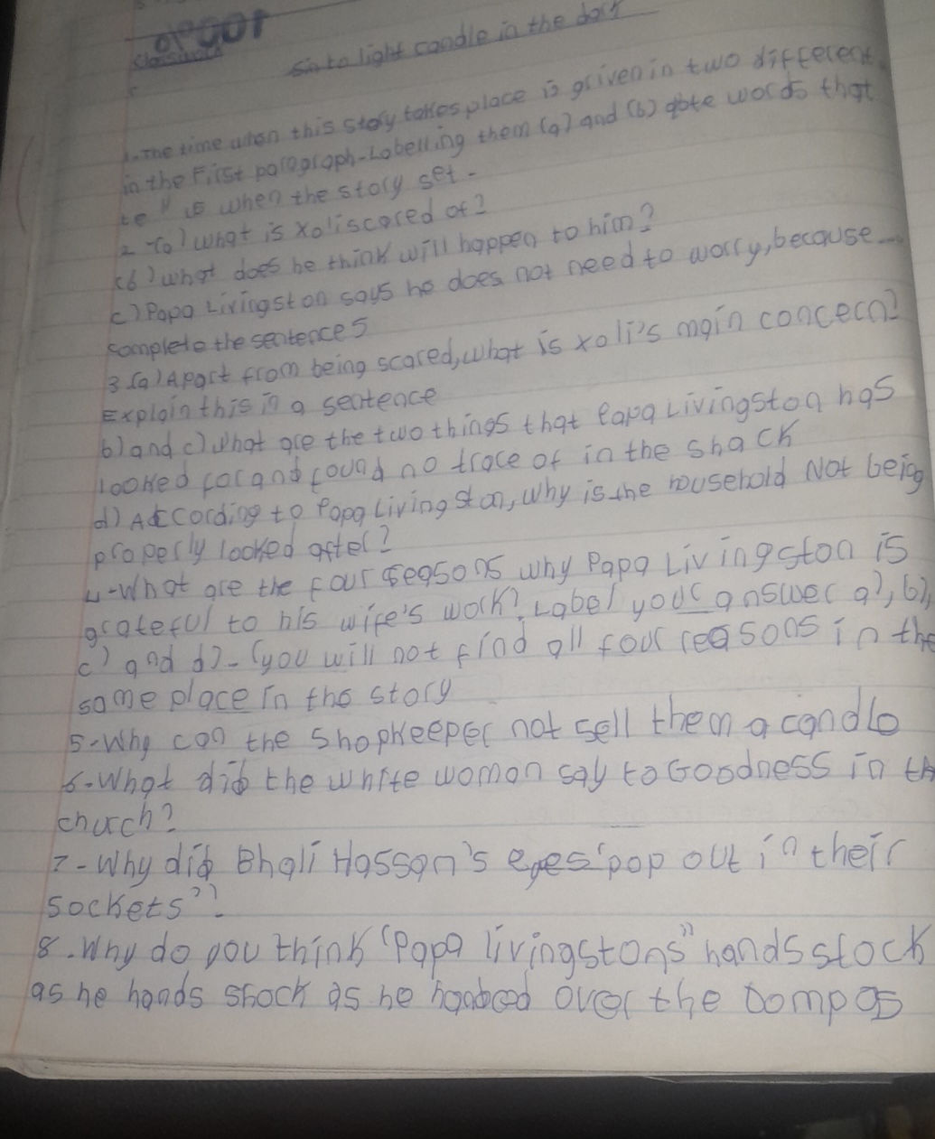 1. The time when this story takes place is | StudyX