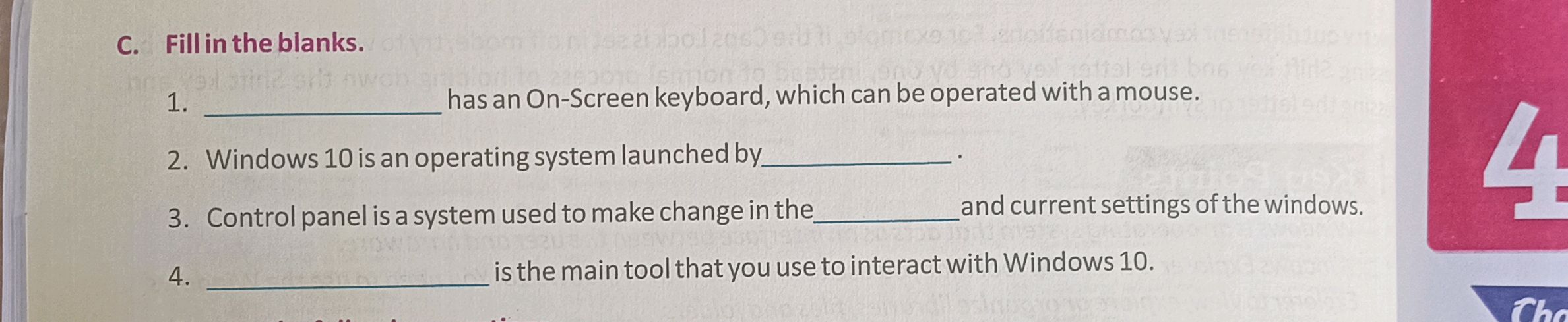 C. Fill in the blanks. 1. has an | StudyX