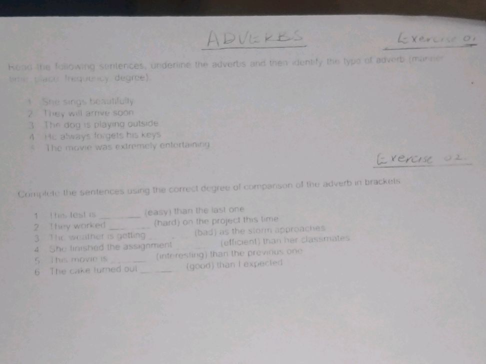 Exercise 01. Read the following sentences, | StudyX