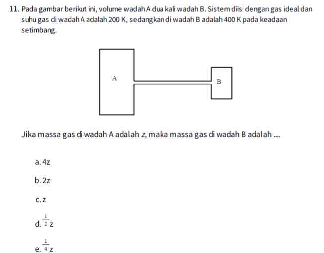 11. Pada gambar berikut ini, volume wadah A | StudyX