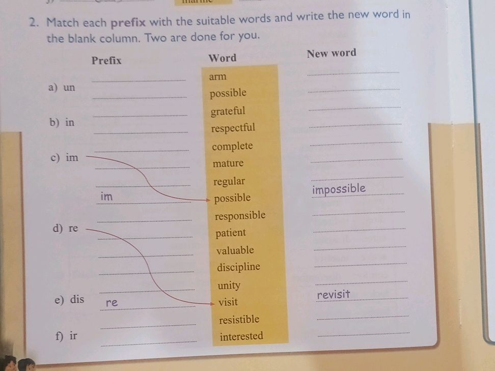2. Match each prefix with the suitable words | StudyX