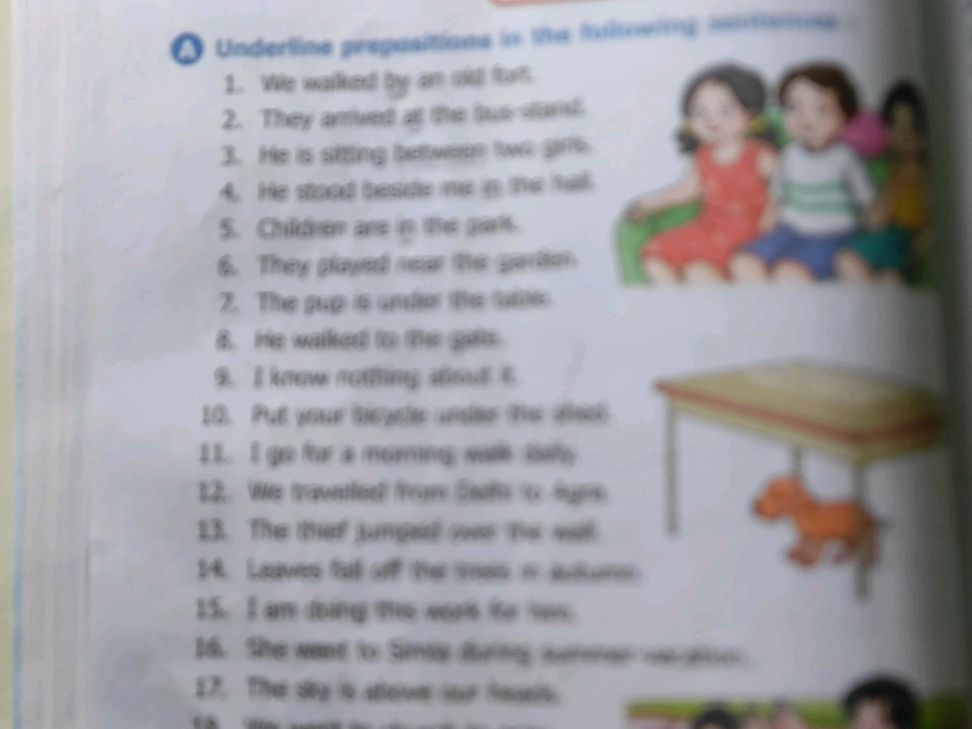 Underline prepositions in the following | StudyX