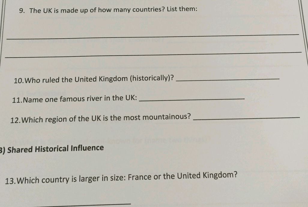 9. The UK is made up of how many countries? | StudyX