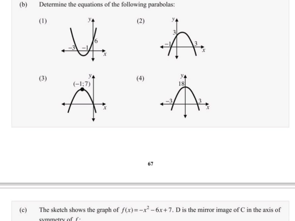 (b) Determine the equations of the following | StudyX