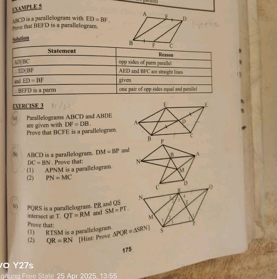 EXAMPLE 5 ABCD is a parallelogram with ED = | StudyX