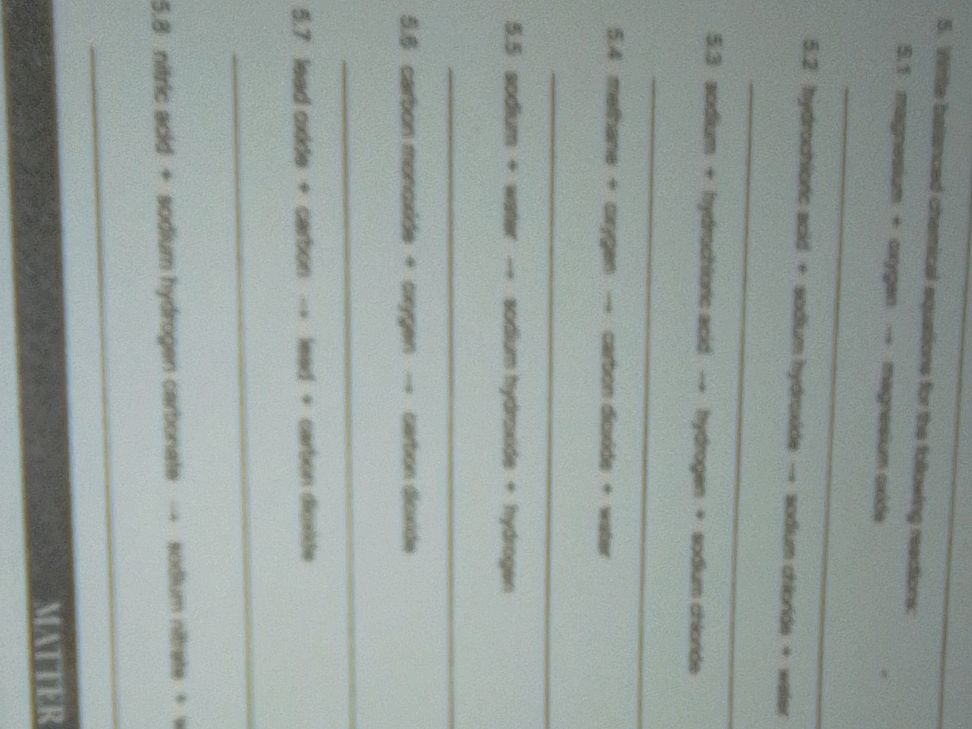 Write balanced chemical equations for the | StudyX