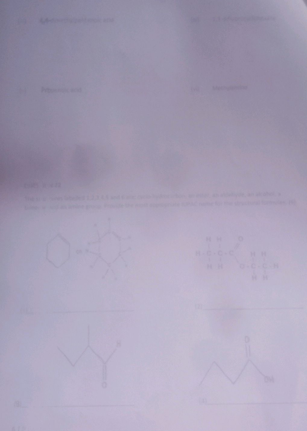 The structures labeled 1,2,3,4,5 and 6 are: | StudyX