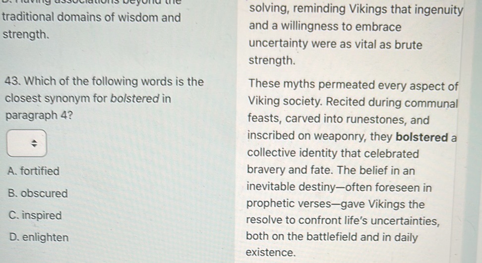 43. Which of the following words is the | StudyX