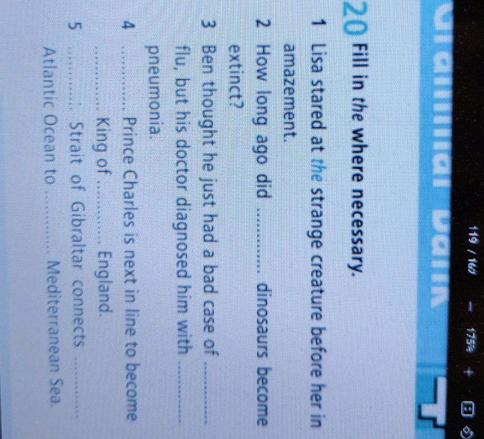 20 Fill in the where necessary. 1 Lisa | StudyX