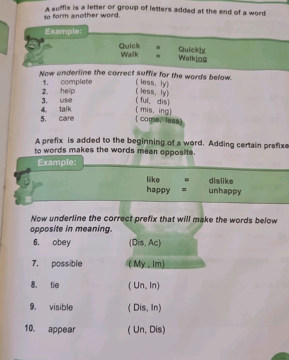 Now underline the correct suffix for the | StudyX