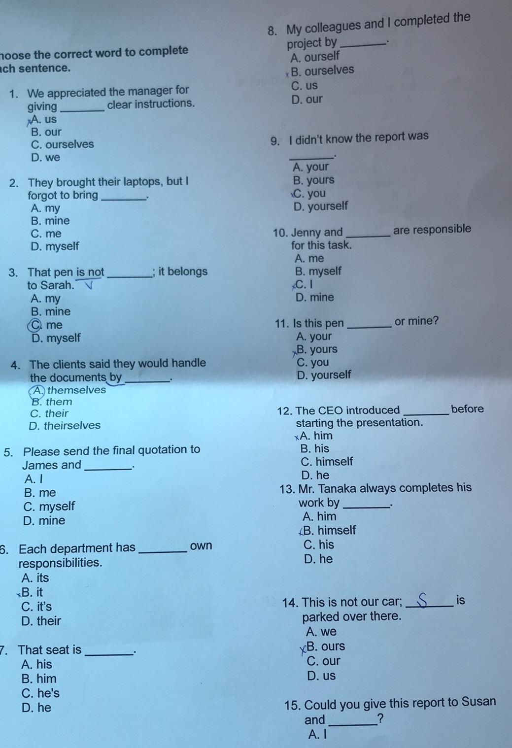 Choose the correct word to complete each | StudyX